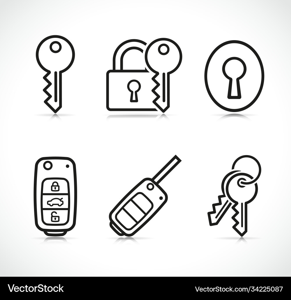 Keys icons sign set Royalty Free Vector Image - VectorStock