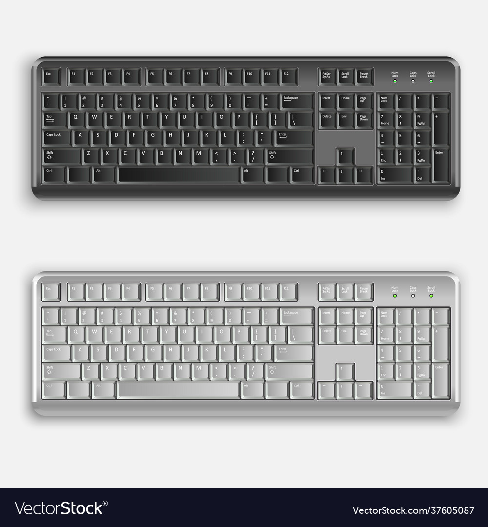 Realistic white and black computer keyboards Vector Image