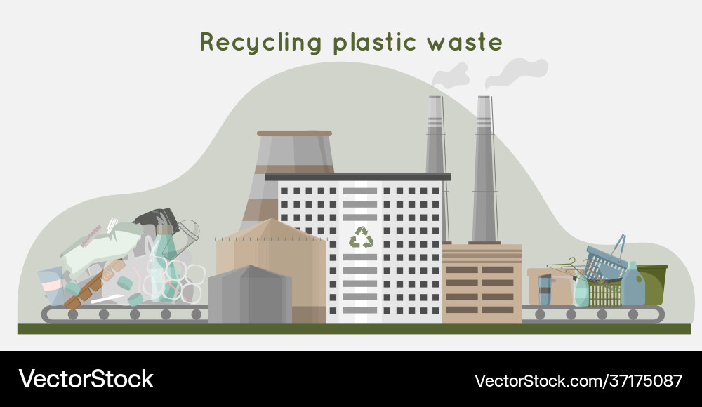 Recycling plastic waste into new products Vector Image