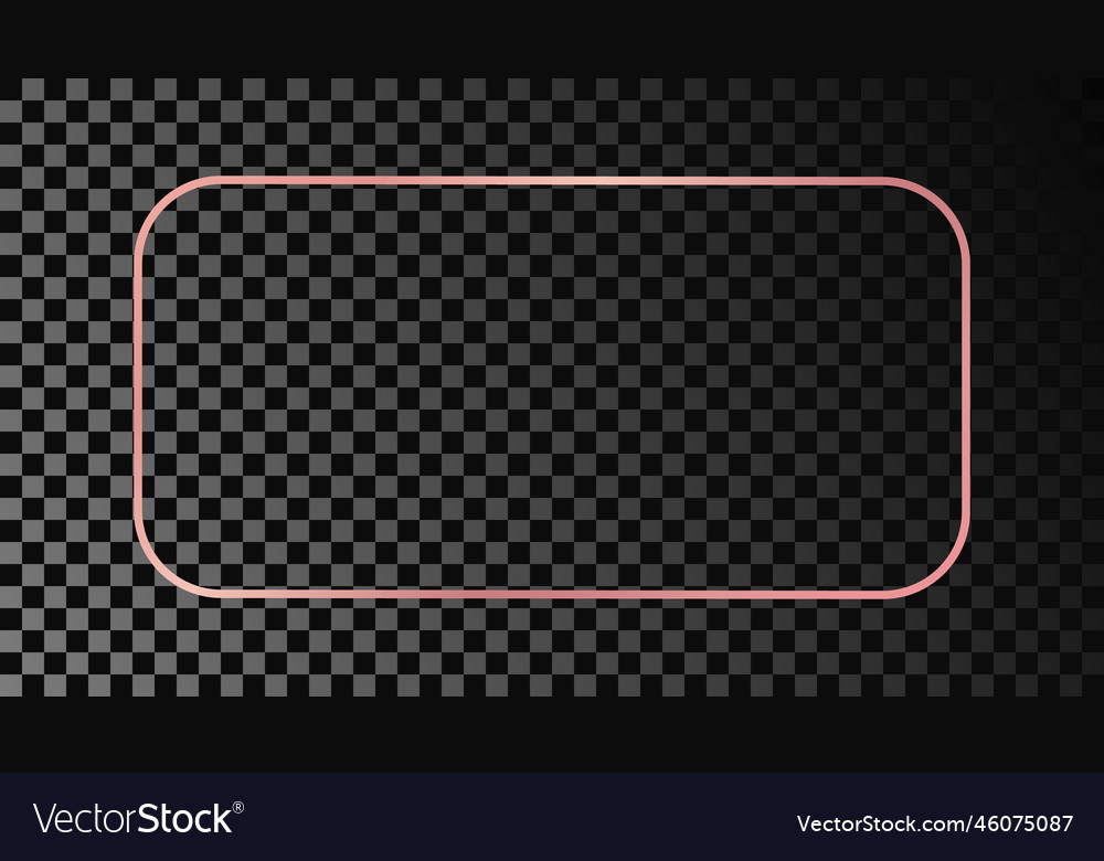 Rose gold glowing rounded rectangular frame Vector Image
