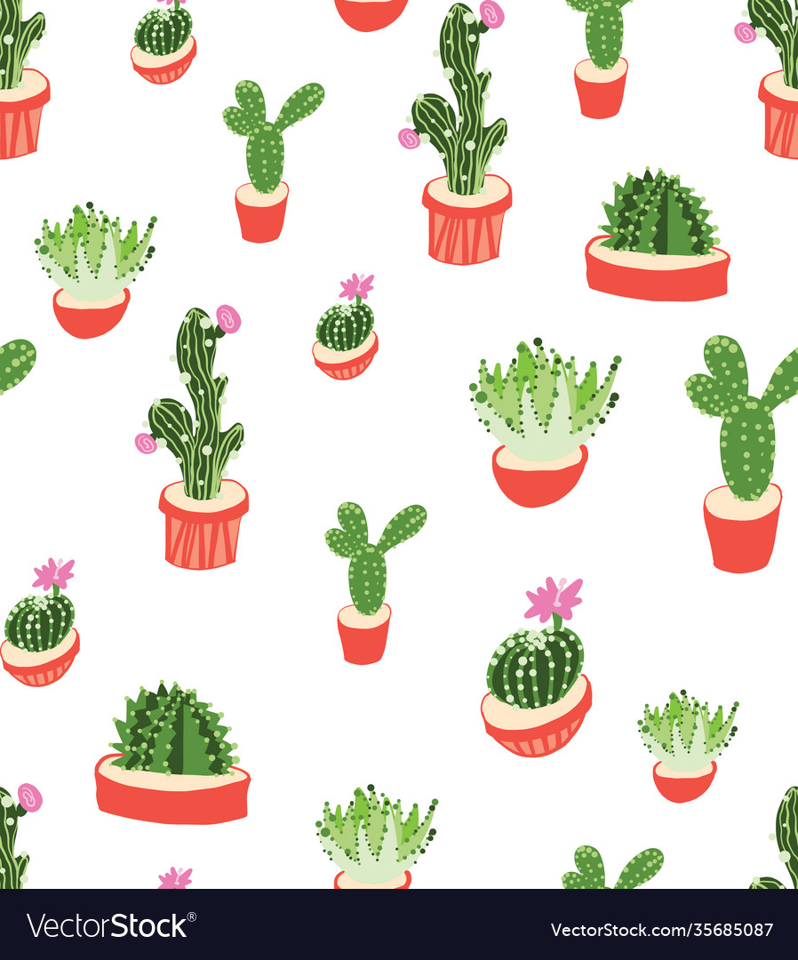 Seamless repeating pattern with cactus Royalty Free Vector