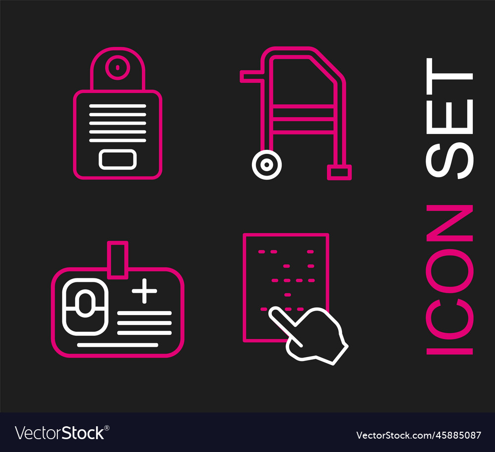Set line braille identification badge walker Vector Image Set line braille identification badge walker Vector Image