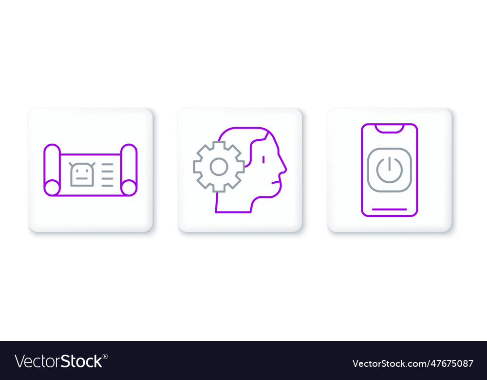 Set line turn off robot from phone robot Vector Image Set line turn off robot from phone robot Vector Image