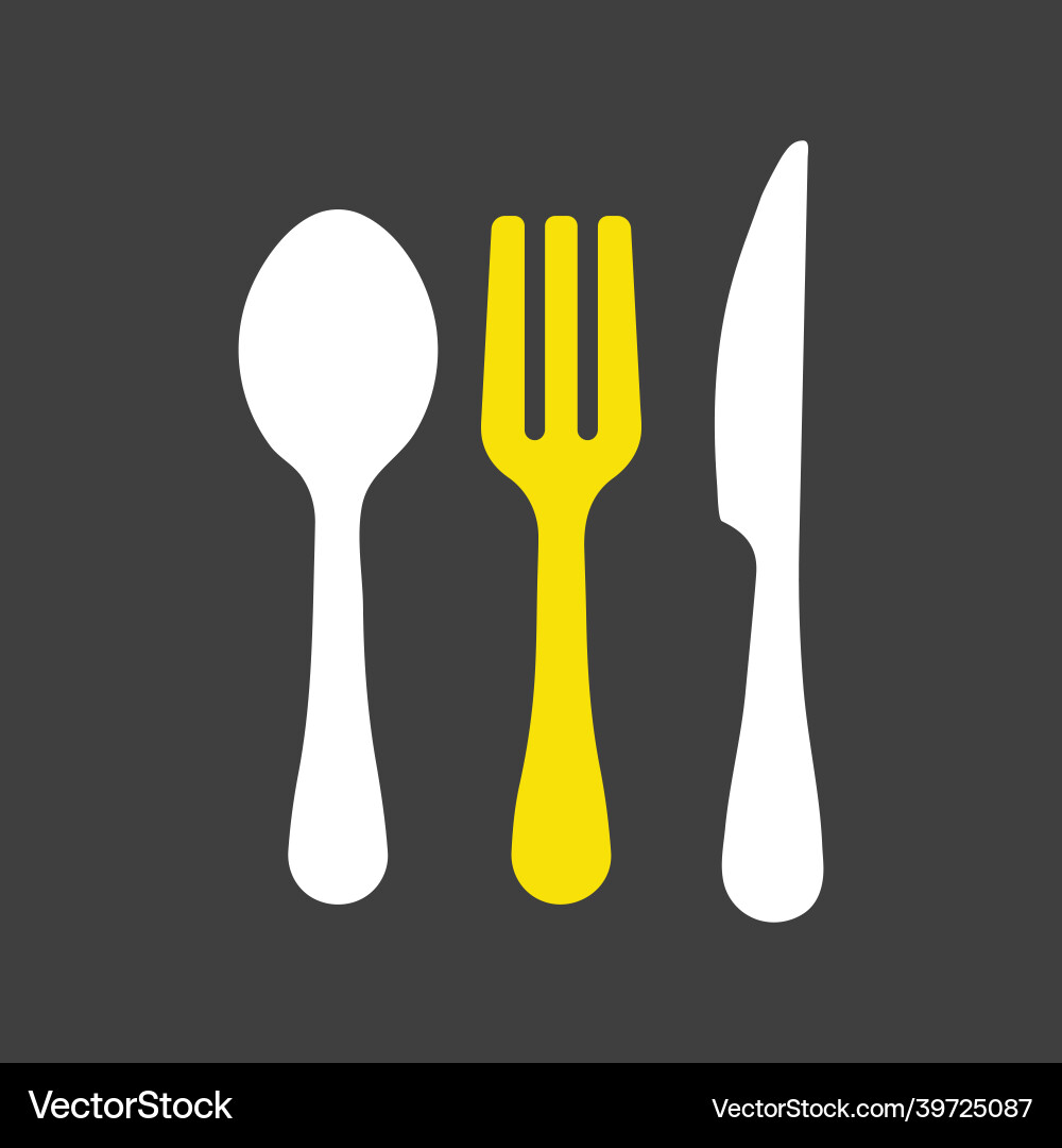 Spoon fork and knife glyph icon graph symbol Vector Image