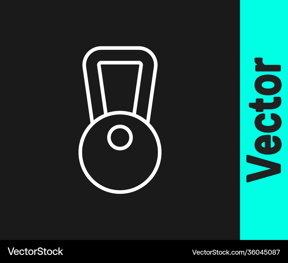 White line kettlebell icon isolated on black Vector Image