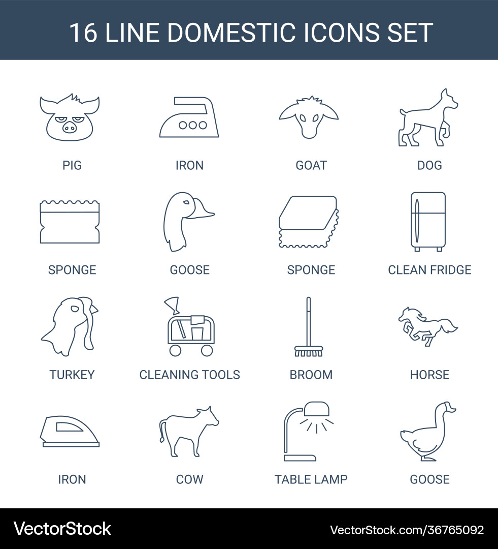 16 domestic icons Royalty Free Vector Image - VectorStock