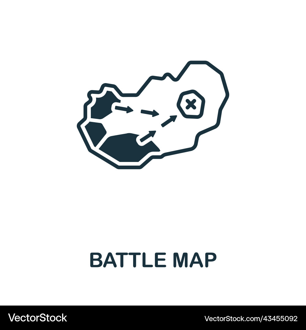 Battle map icon monochrome simple line war icon Vector Image