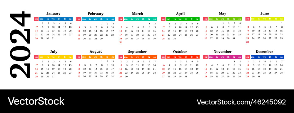Calendar for 2024 isolated on a white background Vector Image