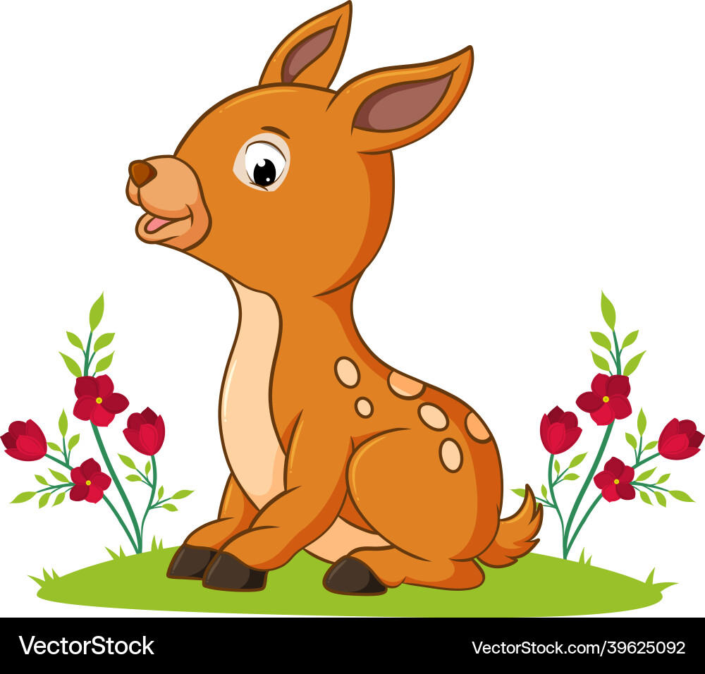 Deer is sitting on the garden Royalty Free Vector Image
