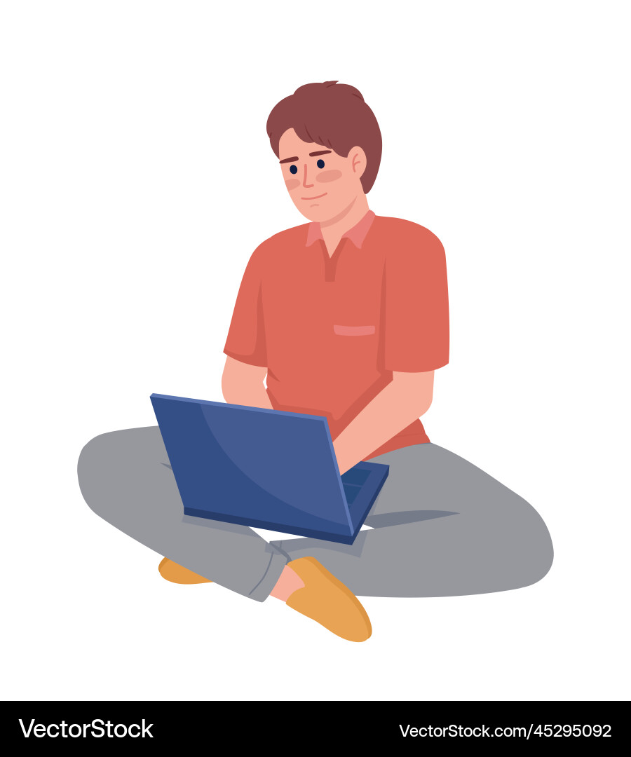 Distance working semi flat color character Vector Image