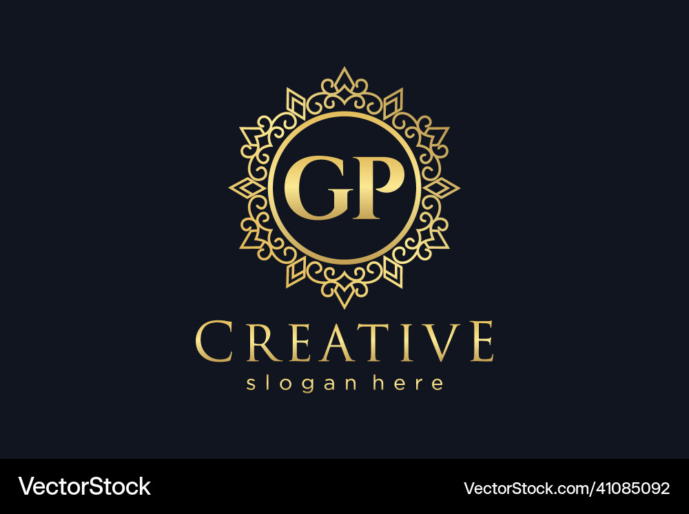 Gp initial letter luxury calligraphic feminine Vector Image