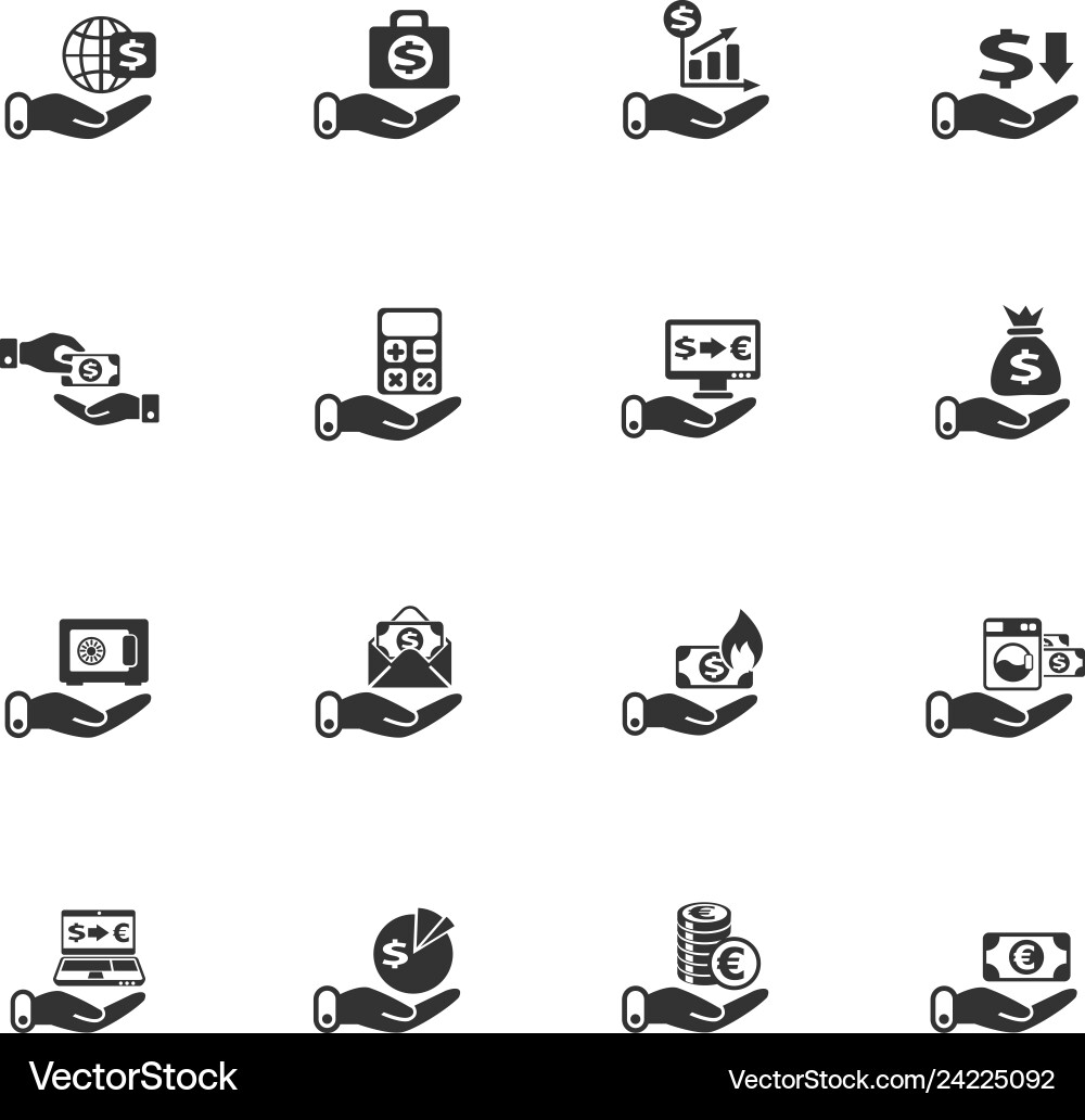 Hand and money icon set Royalty Free Vector Image