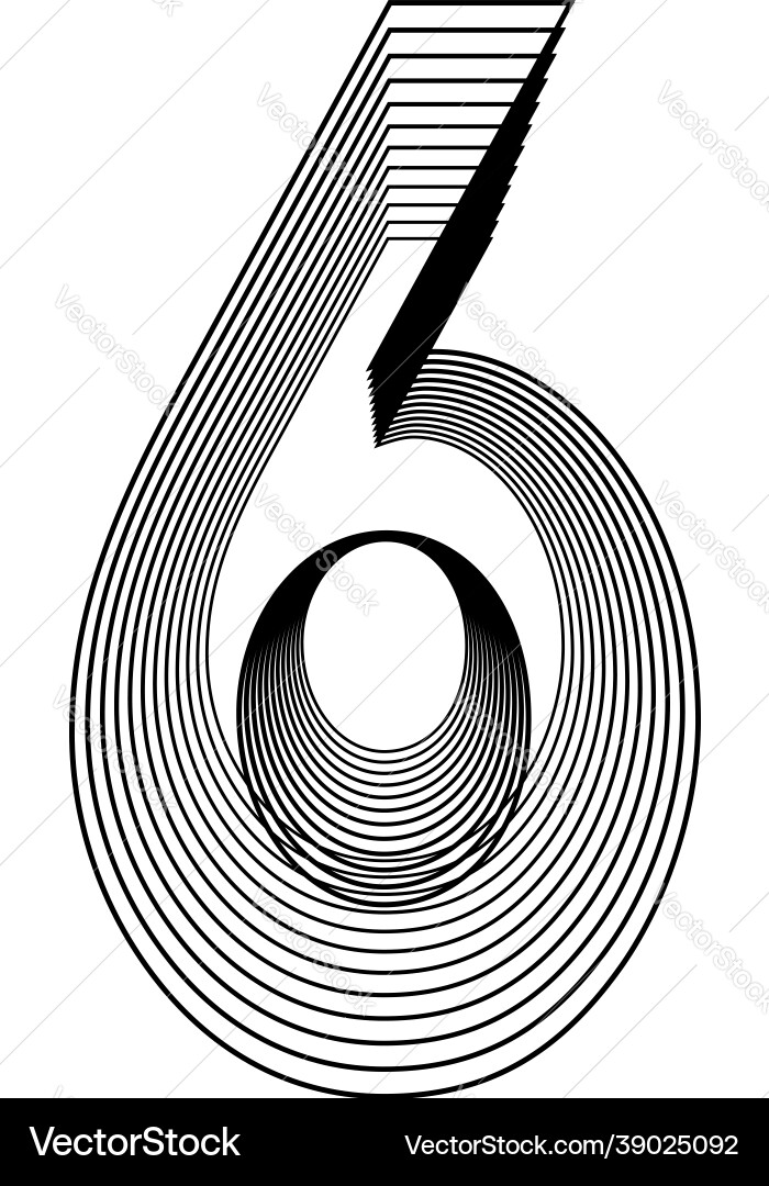 Number 6 line logo icon design Royalty Free Vector Image