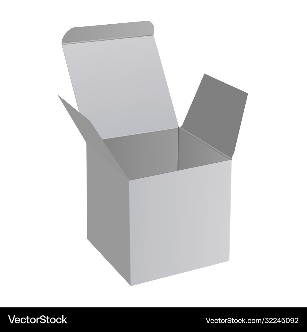 Open box 3d square paper mockup gift surprise Vector Image