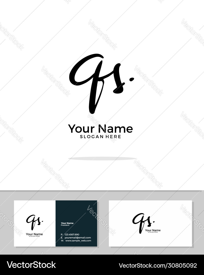 Q s qs initial logo signature handwriting Vector Image