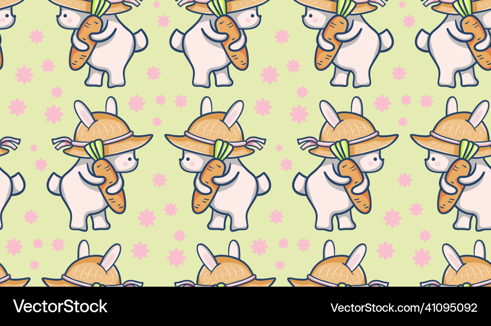 Seamless pattern with funny cartoon bunnies Vector Image