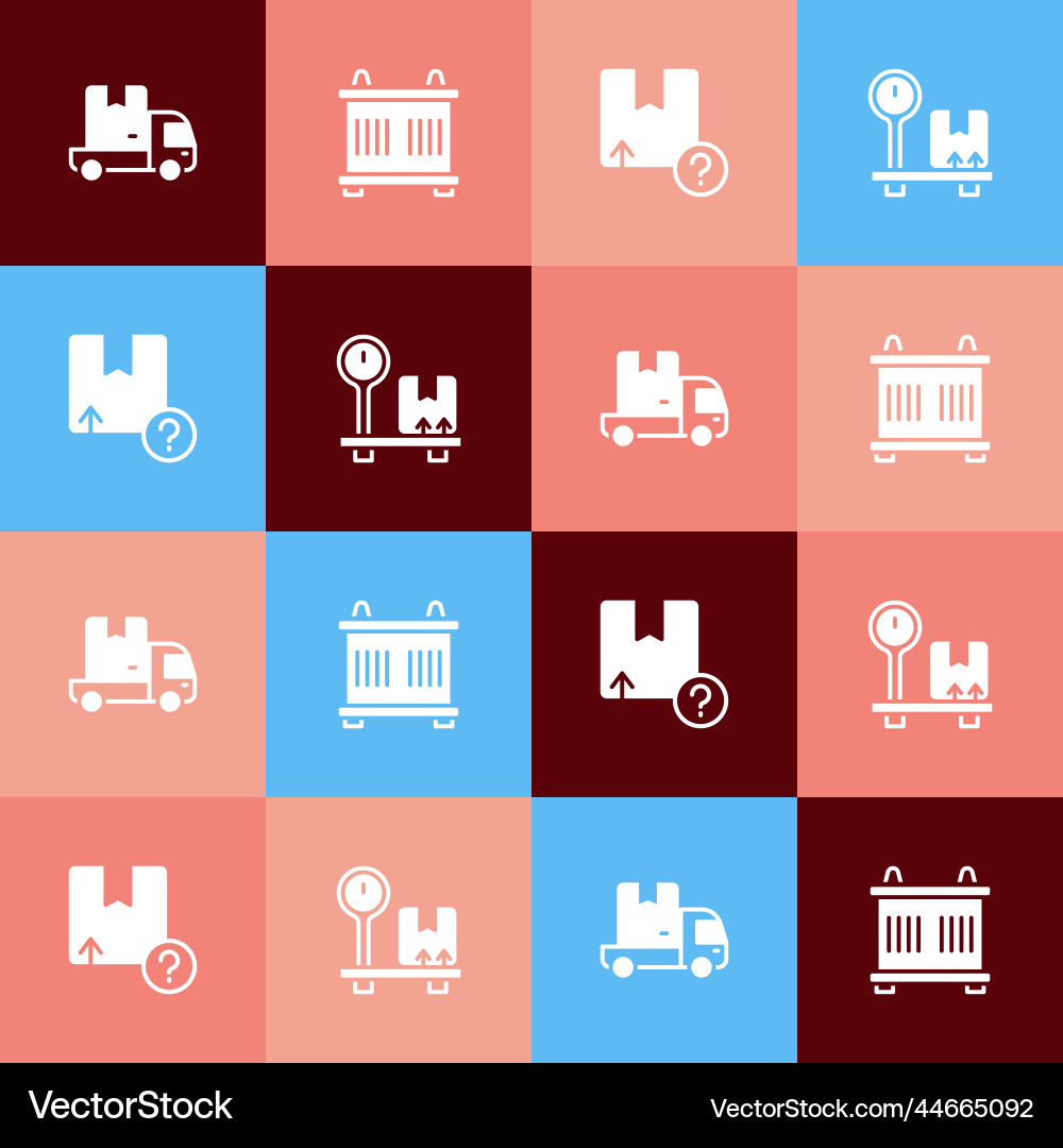 Set pop art delivery cargo truck container Vector Image
