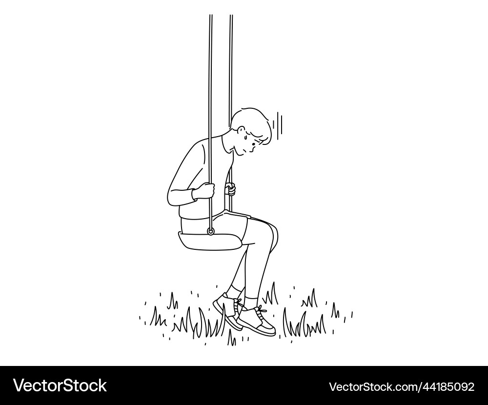 Unhappy boy suffer from loneliness Royalty Free Vector Image