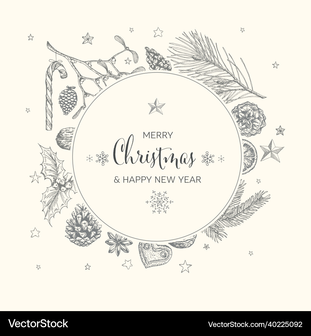 Vintage christmas card with text content circle Vector Image