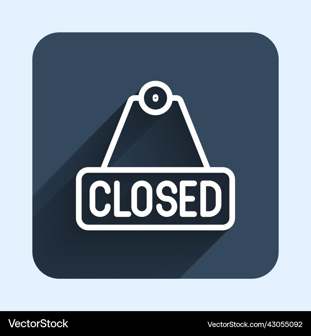 White line hanging sign with text closed icon Vector Image