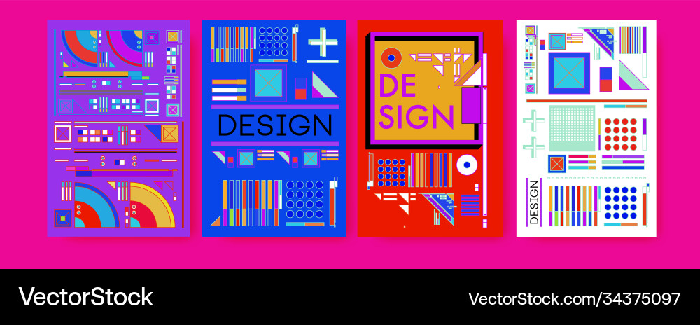 Abstract colorful collage poster design template Vector Image