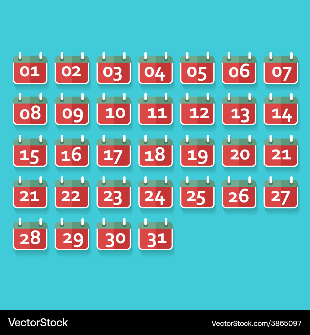 Calendar icons flat design Royalty Free Vector Image