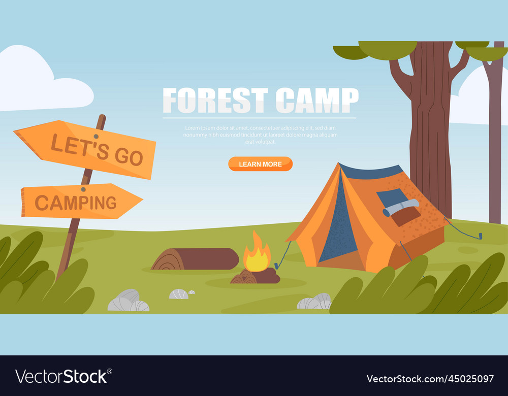 Camping banner concept Royalty Free Vector Image