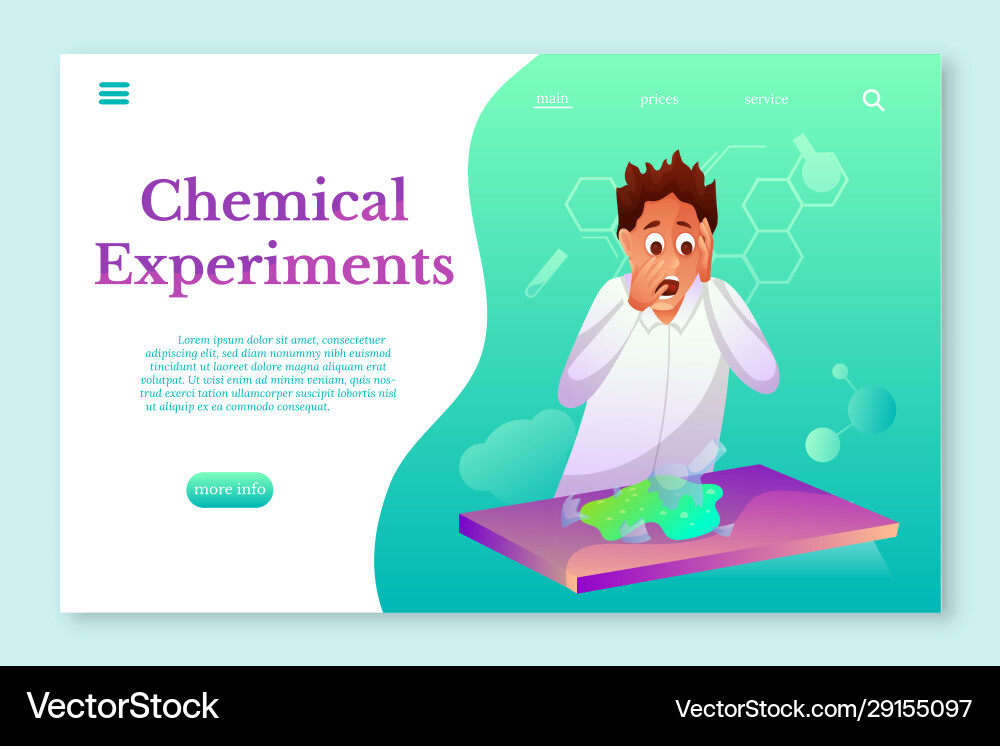 Chemical experiments landing page template Vector Image