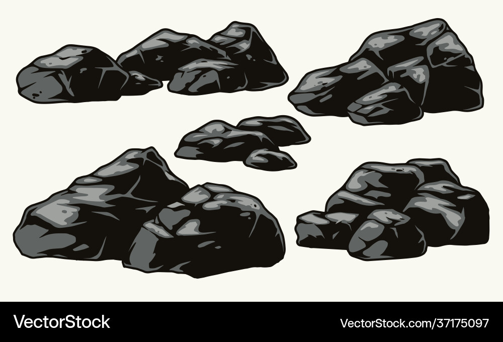 Gray stones and rocks collection Royalty Free Vector Image