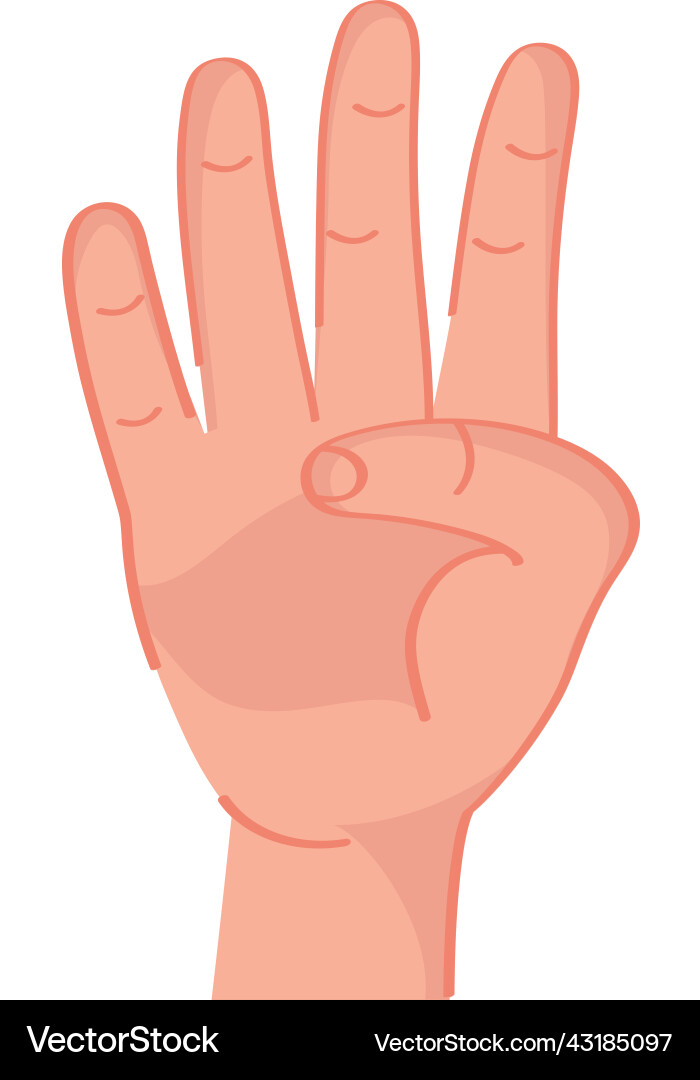 Left hand four number Royalty Free Vector Image
