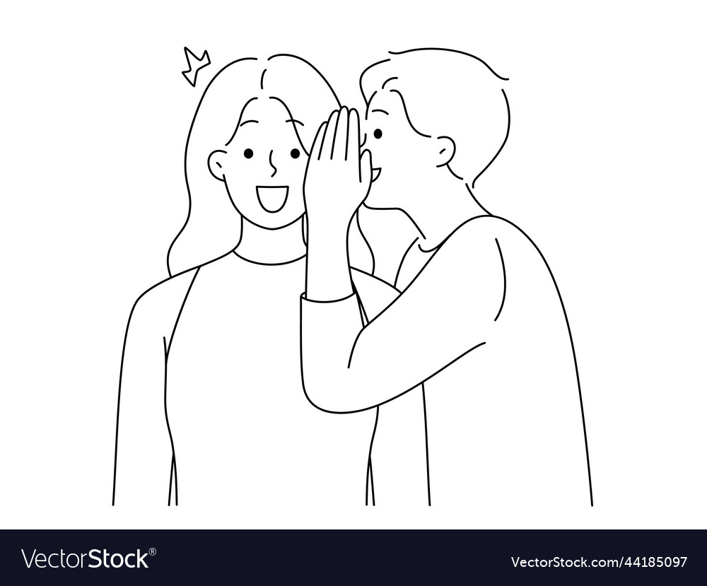 Man telling gossip to excited woman Royalty Free Vector