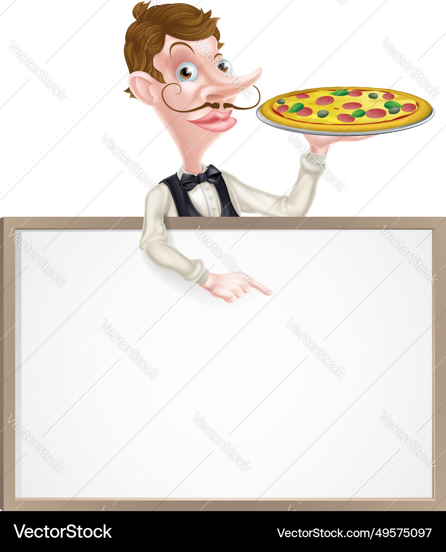 Pizza waiter sign Royalty Free Vector Image - VectorStock