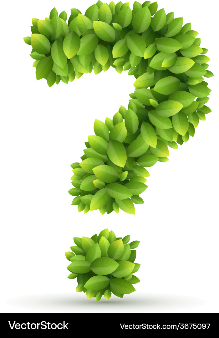 Question mark alphabet green leaves Royalty Free Vector