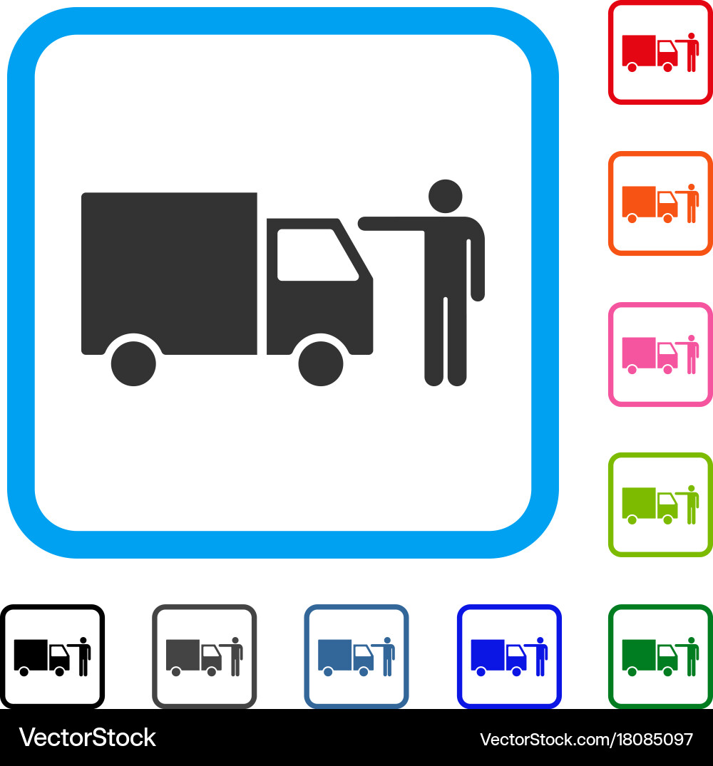 Truck customer framed icon Royalty Free Vector Image