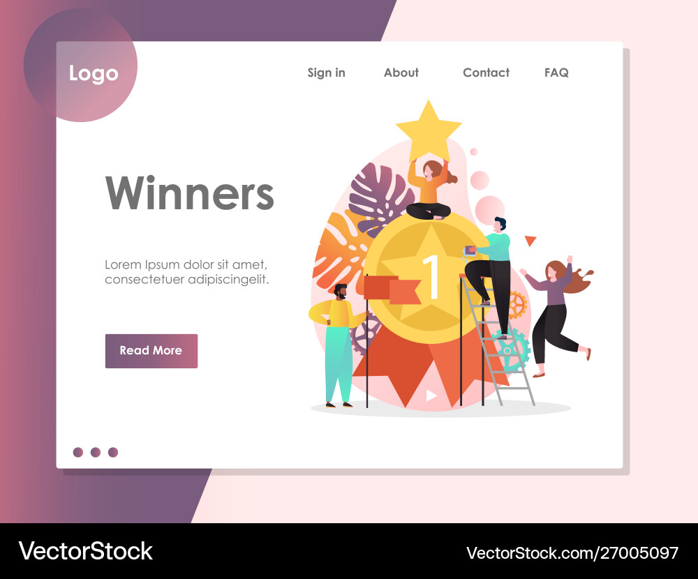 Winners website landing page design Royalty Free Vector