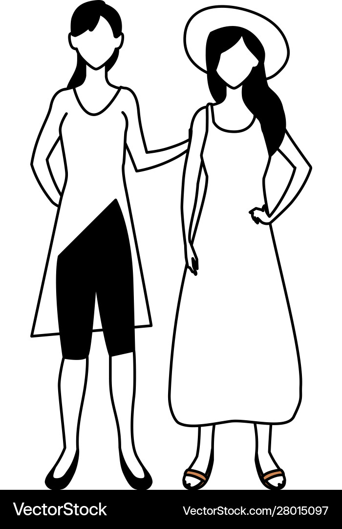 Women faceless standing with different poses Vector Image