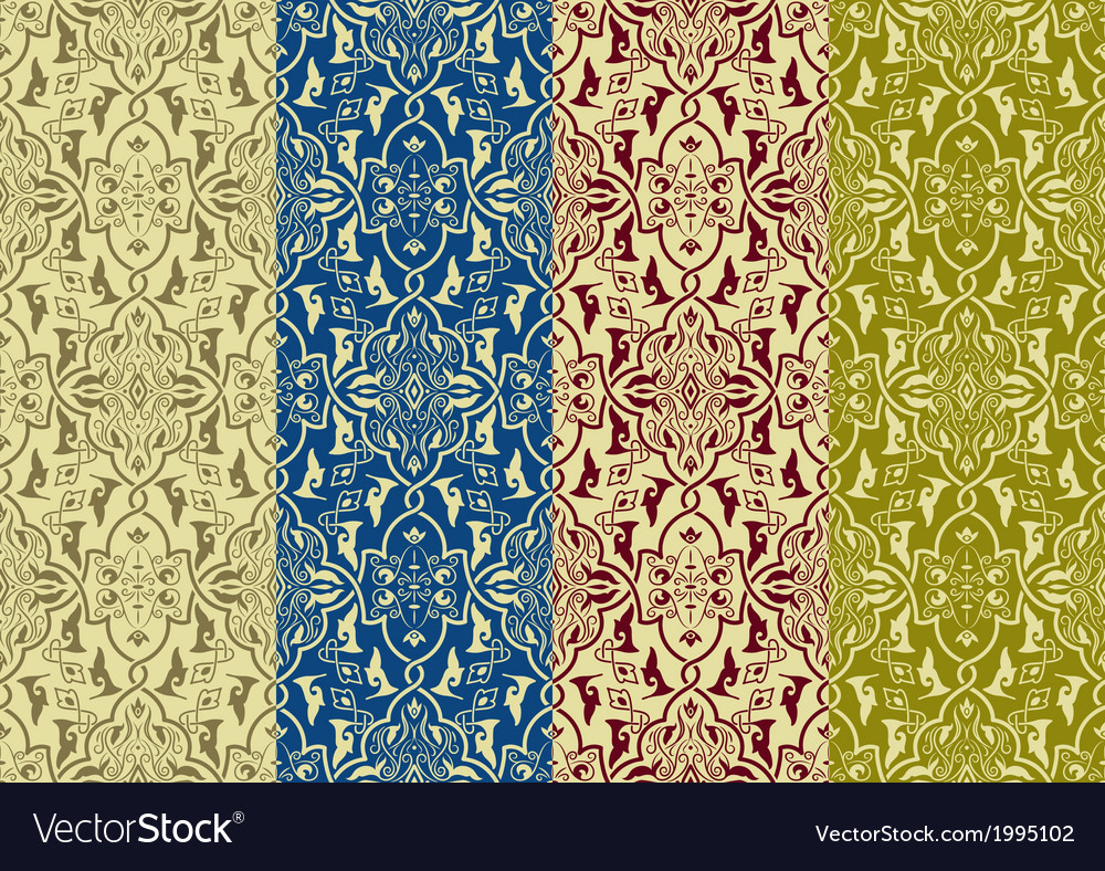 4 seamless patterns in eastern style Royalty Free Vector
