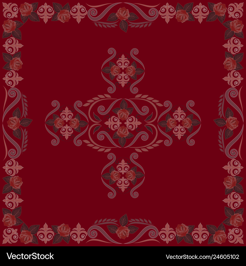 Bandana with roses - print square Royalty Free Vector Image