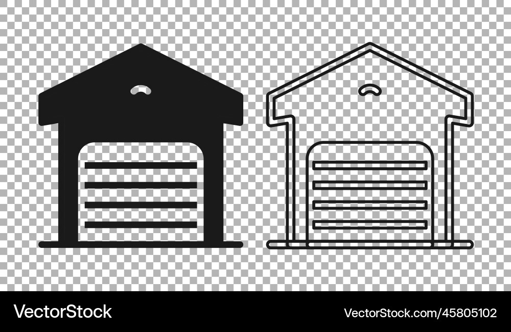 Black warehouse icon isolated on transparent Vector Image