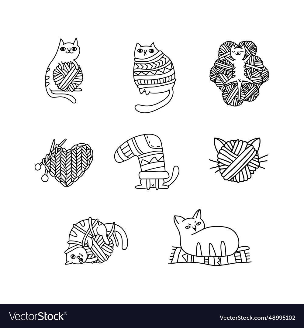 Cats and knitting Royalty Free Vector Image - VectorStock
