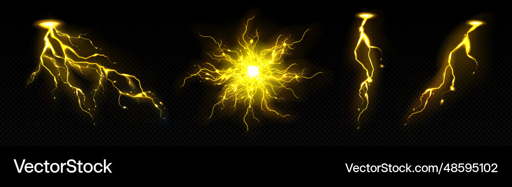 Gold thunder energy light and electric circle Vector Image