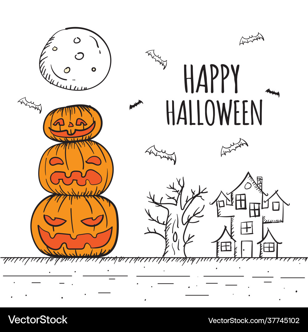 Hand drawn halloween pumpkin jack o lantern poster