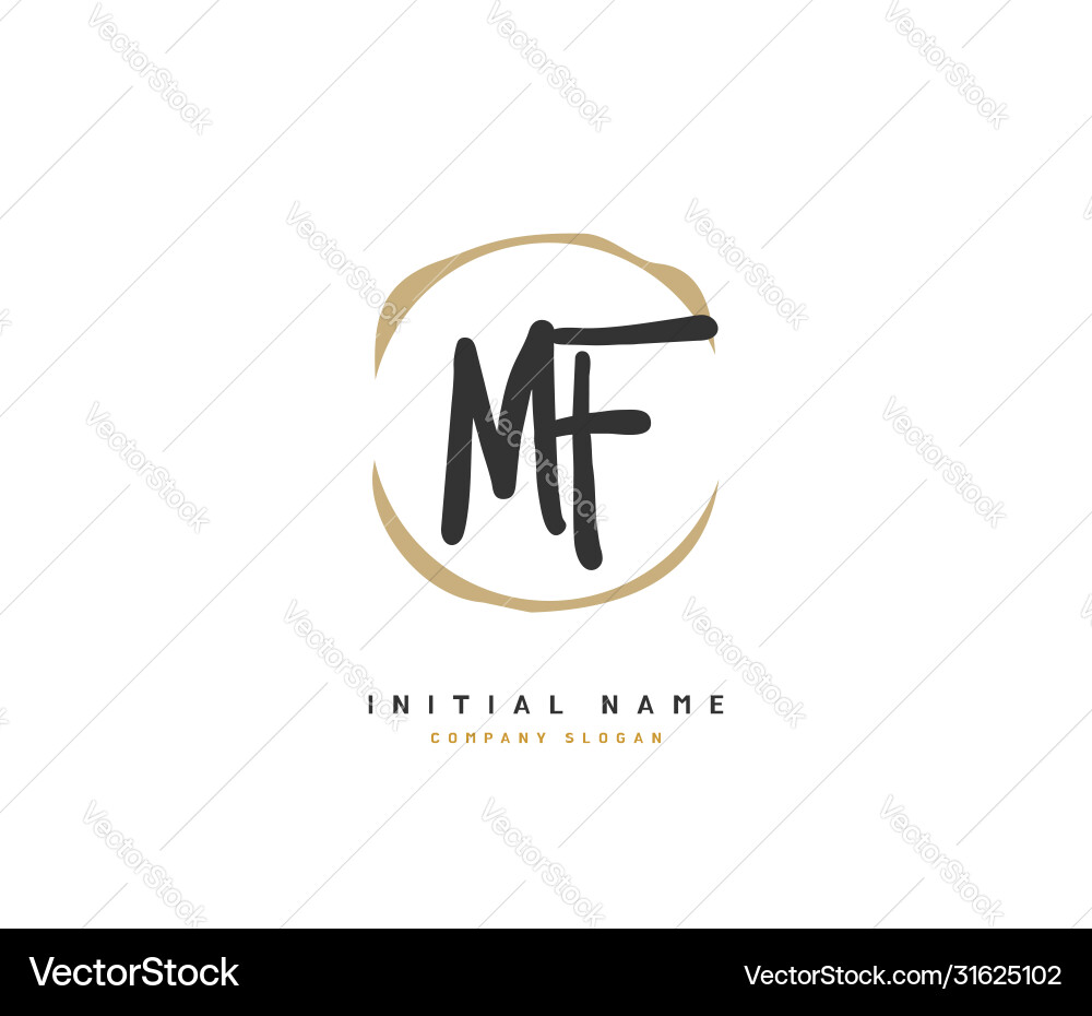 M f mf beauty initial logo handwriting Royalty Free Vector