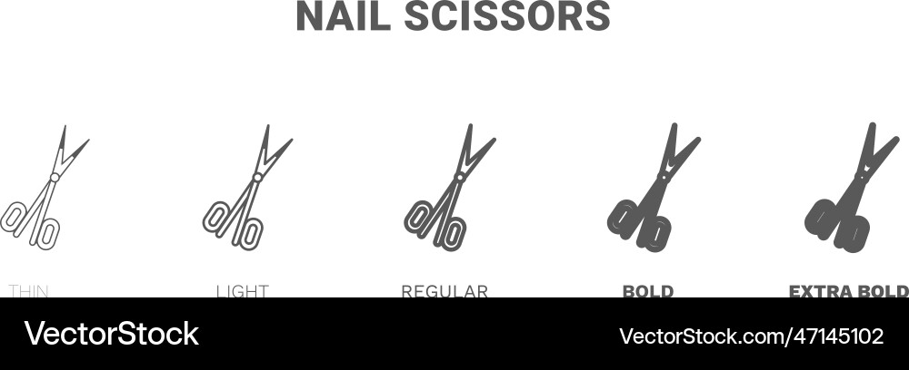 Nail scissors icon thin regular bold and more Vector Image