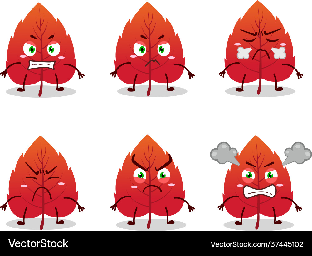 Red dried leaves with various angry expressions Vector Image