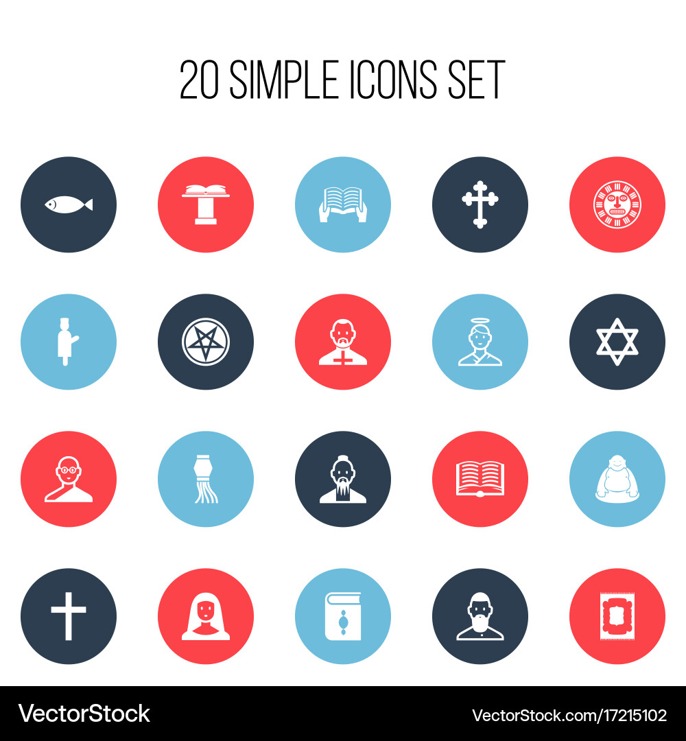 Set of 20 editable religion icons includes Vector Image