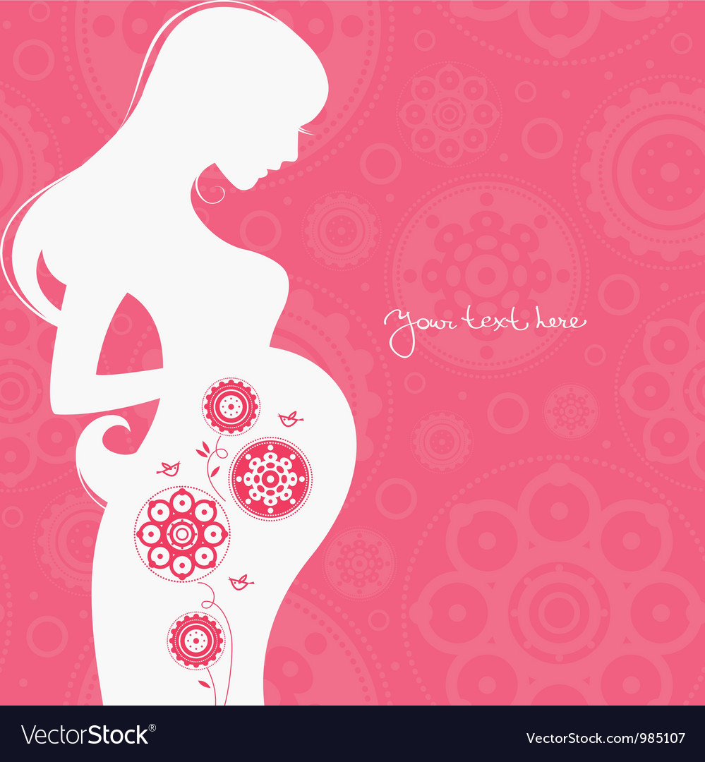 Background With Silhouette Of Pregnant Woman Vector Image
