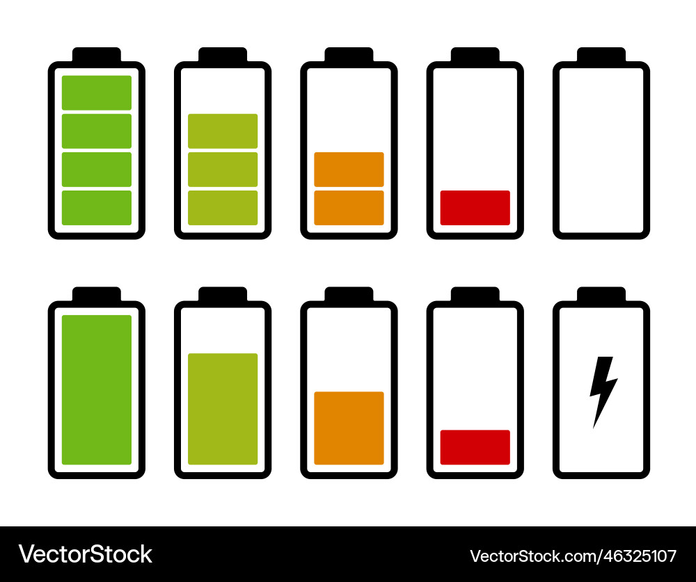 Battery charge level indicator set of Royalty Free Vector