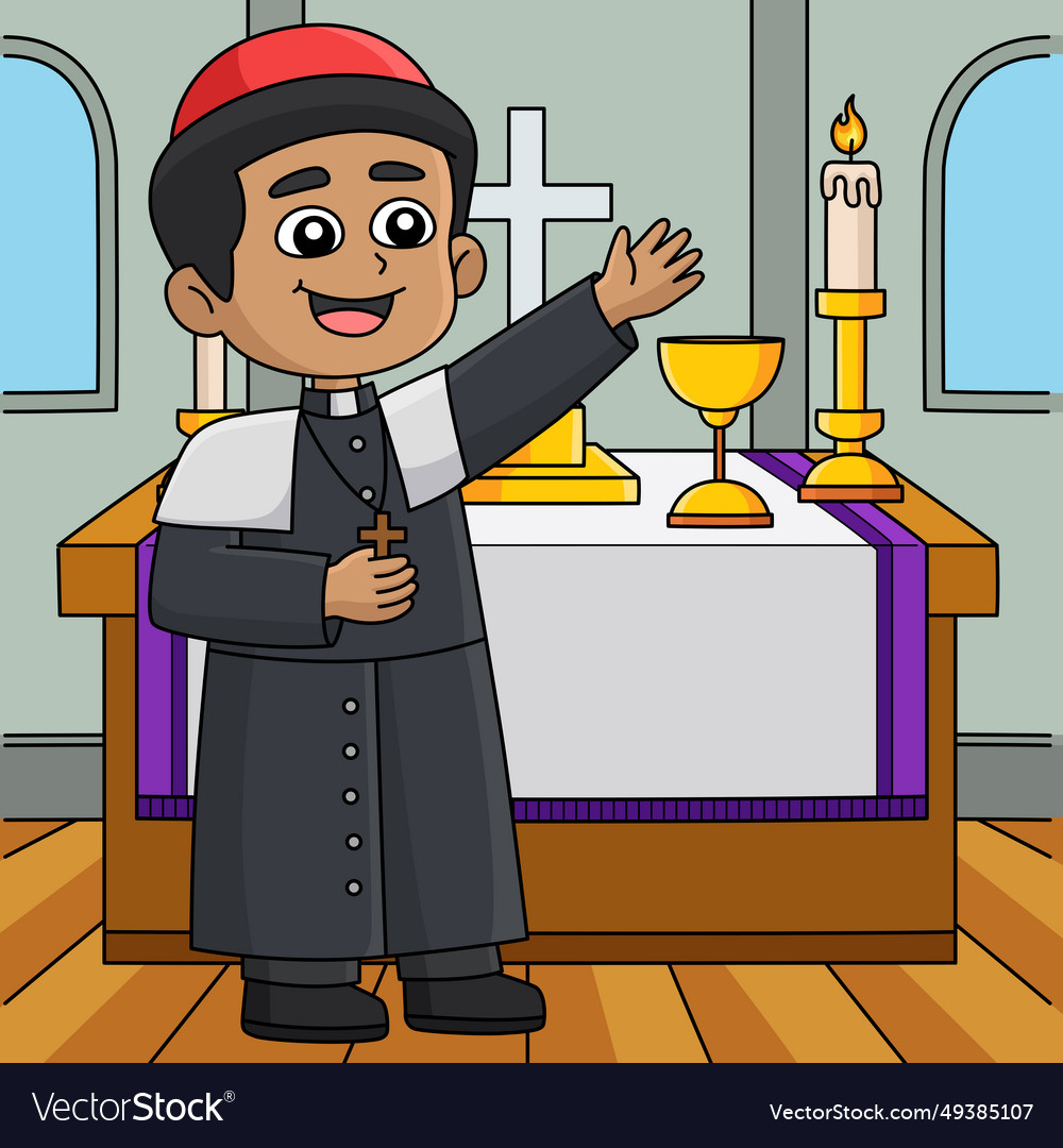 Christian priest colored cartoon Royalty Free Vector Image Christian priest colored cartoon Royalty Free Vector Image