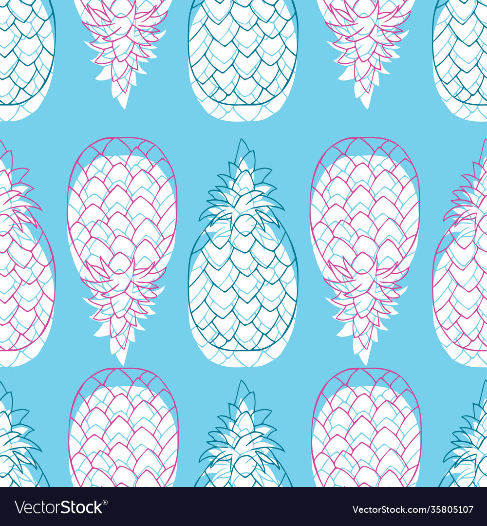 Cute pineapple repeat pattern design Royalty Free Vector